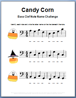 Halloween Music Worksheet for Bass Clef Note Names | My Fun Piano Studio
