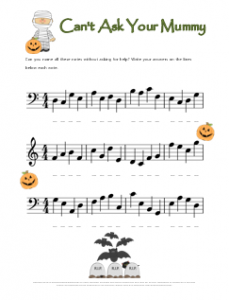Halloween Note Name Worksheet Mummy | My Fun Piano Studio
