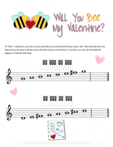 Valentines Music Theory Worksheet Bee My Valentine for Major Scales ...