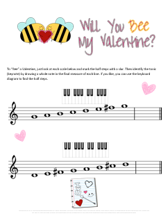 Valentines Music Theory Worksheet Bee My Valentine for Major Scales ...