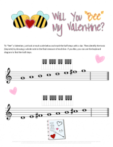 Valentines Music Theory Worksheet Bee My Valentine for Major Scales ...