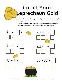 Rhythm_Worksheet_Count_Your_Leprechaun_Gold | My Fun Piano Studio